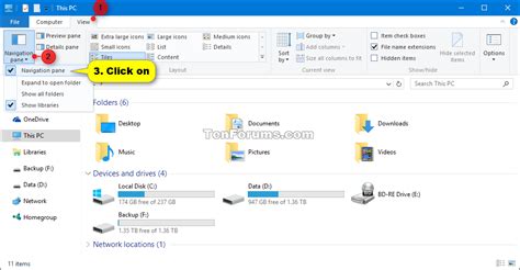 Show Or Hide Navigation Pane In File Explorer In Windows Tutorials