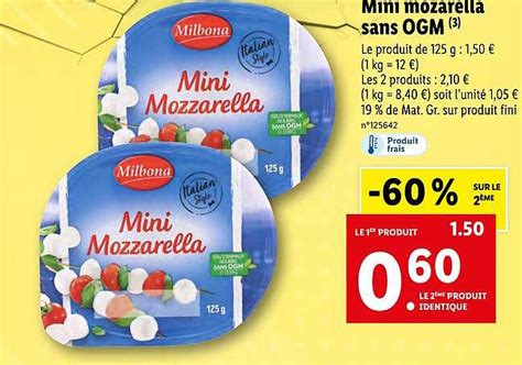 Promo Mini Mozarella Sans Ogm Chez Lidl Icataloguefr