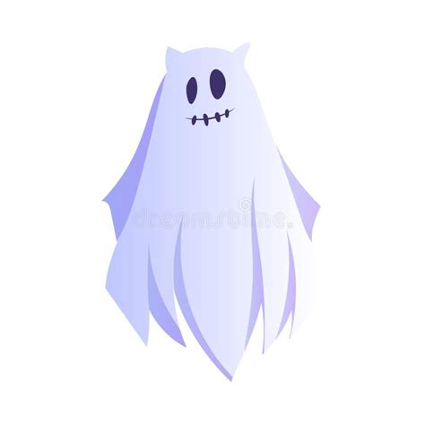 Spooky White Ghost Or Spirit Of Dead Flying Vector Illustration Stock