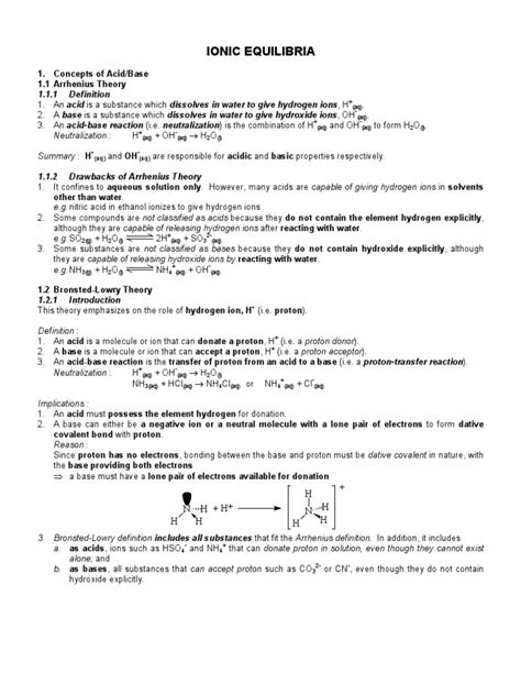 Ionic Equilibria Pdf Ph Acid