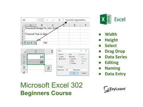 Microsoft Excel Beginners Course 302 Creating And Editing Spreadsheets Ezylearn Myob And Xero