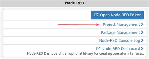 node red configuration nodes and project management