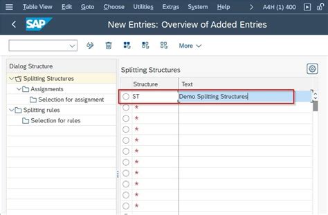 How To Define Splitting Structure In Sap