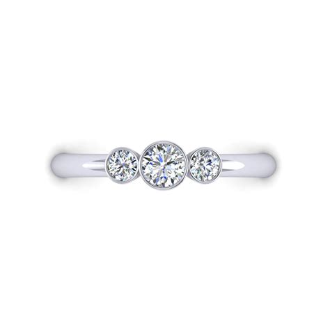 Platinum Collet Set Trilogy Ring With Fine Round Diamonds Carolyn Codd