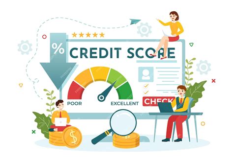 Premium Vector Credit Score Vector Illustration With Loan Arrow Gauge Speedometer Indicator