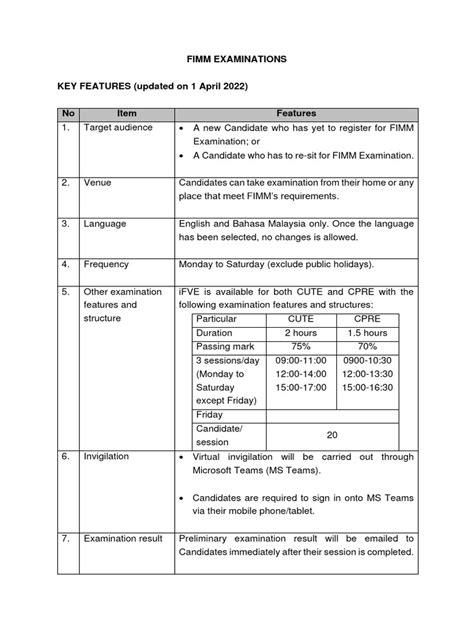 Fimm Exam Key Features Pdf Computing Software