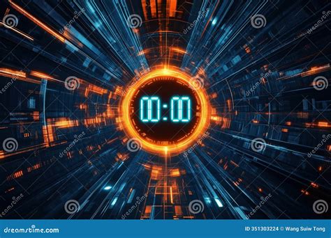 Digital Countdown Clock With Glowing Futuristic Design In A High Speed
