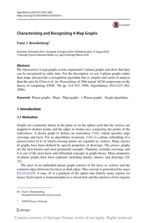 characterizing and recognizing 4 map graphs request pdf