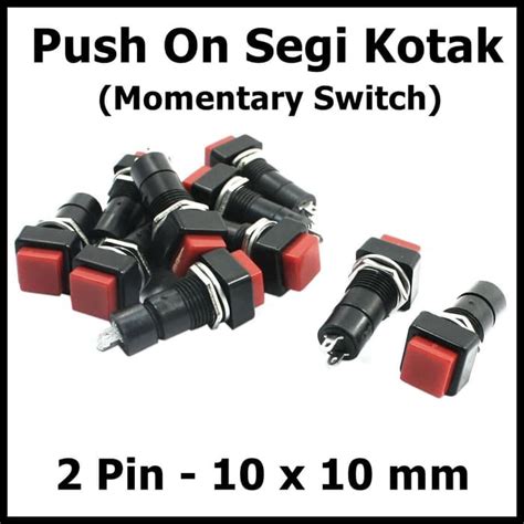 Jual Saklar Push On Segi Kotak Merah Tombol Switch Model Kotak 10 X 10