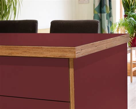 Formica New Burgundy F7966 Matte58 Laminate 1 Side Birch Ply Worktop Island 3030x1200x32mm