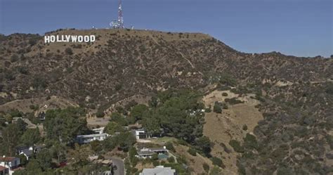 Los Angeles Aerial Flying Up Toward Hollywood Sign In Hollywoodland