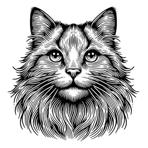 Premium Vector Cat Illustration With Engraving Style