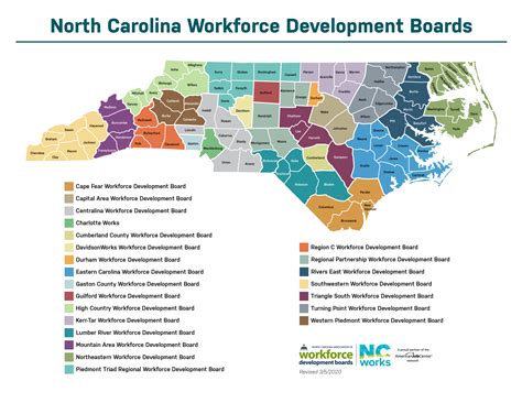 North Carolina Workforce Development Boards Map Ncawdb