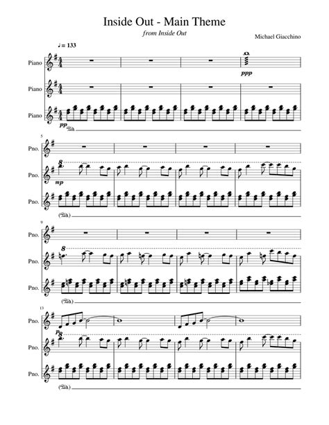 Inside Out Main Theme Sheet Music For Piano Mixed Trio