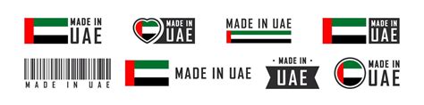 Made In Uae Logo Or Labels Uae Product Emblems Vector Illustration