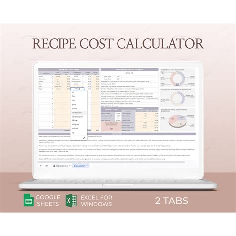 Recipe Costing Template Recipe Cost Calculator Recipe Price