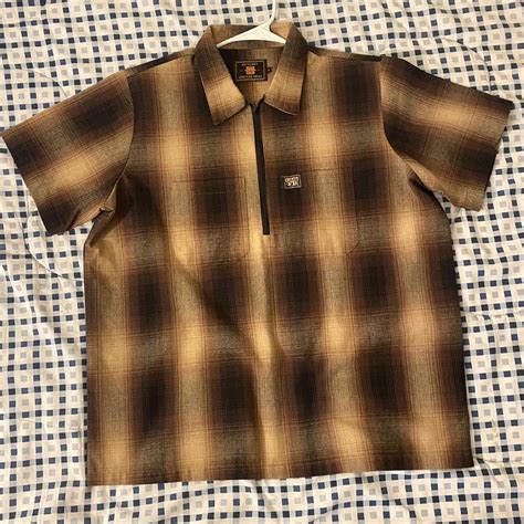 Brown And Tan Plaid Button Up Shirt Skater Depop