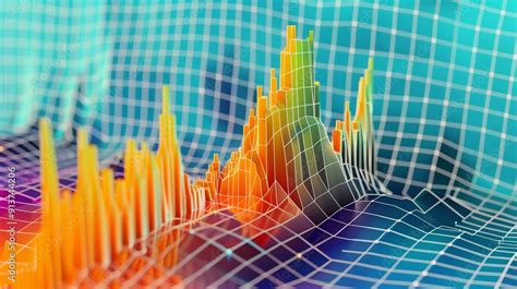 3d Graph With Colorful Peaks And A Grid Background Representing Data