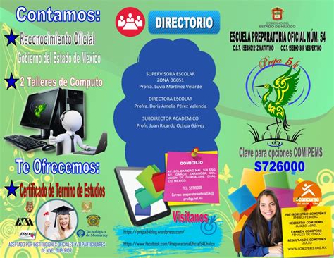 Triptico De Prepa54 Sin Materias 001 Escuela Preparatoria Oficial Núm 54