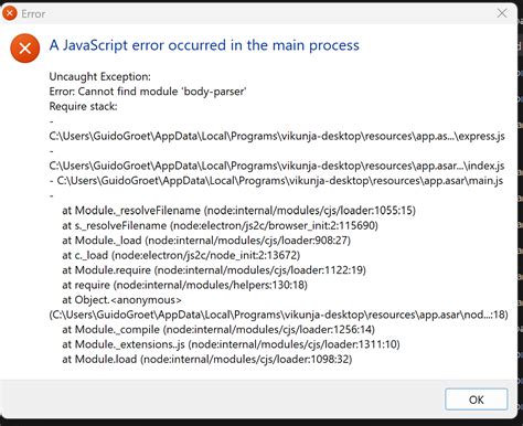 Win Desktop App Cannot Find Module Body Parser Support Vikunja