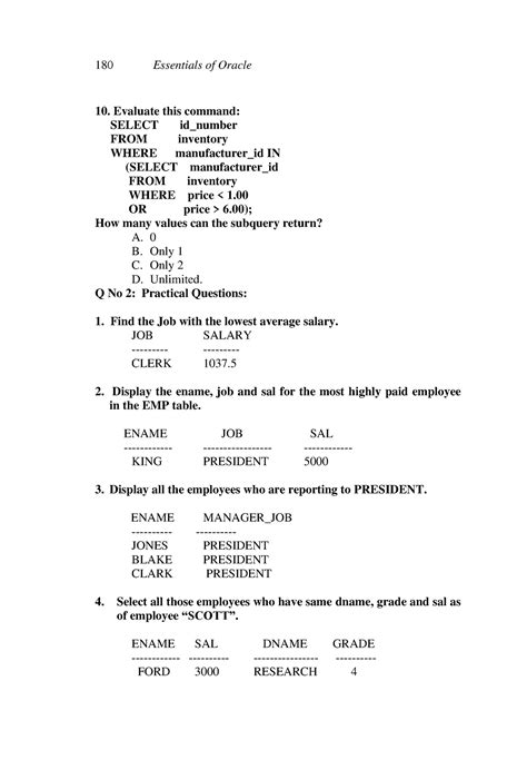 Assignment Chapter 6 180 Essentials Of Oracle Evaluate This Command