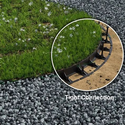 Flexible Grass Edge System Plastic Lawn Garden Snapped Edge In Black