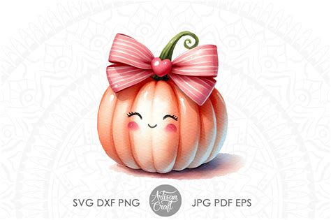 Pumpkin With Pink Coquette Bow Kawaii Art Pumpkin Bow Png