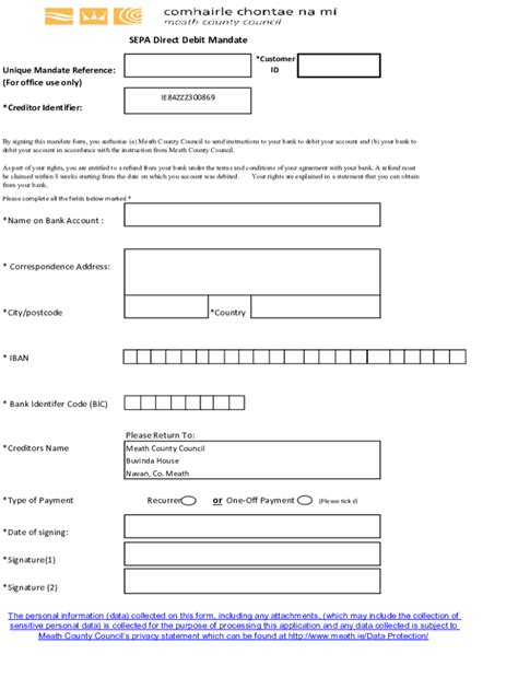 Fillable Online Sepa Direct Debit Mandate Xls Fax Email Print Pdffiller