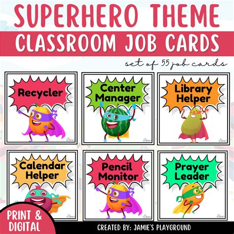 Classroom Job Charts Editable Superhero Classroom Helper Student Jobs