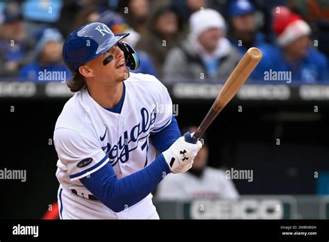 Kansas City Royals Bobby Witt Jr Watches A Fly Ball Off His Bat