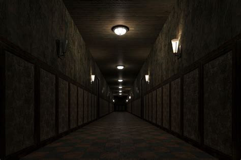 Artstation Low Poly Old Dark Scary Corridor 05 Game Assets