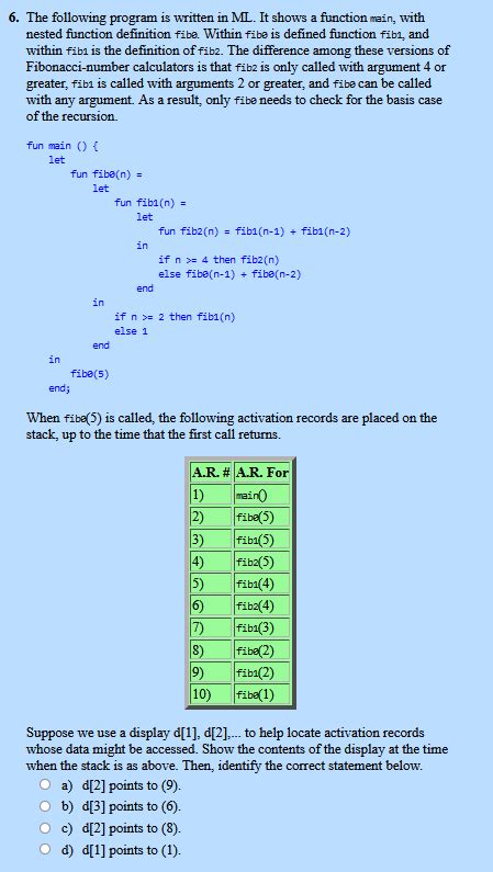 Solved The Following Program Is Written In ML It Shows A Chegg Com