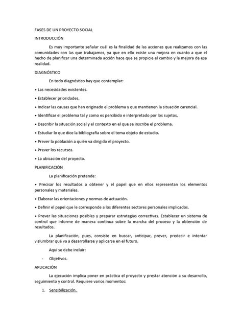 Fases De Un Proyecto Social Pdf