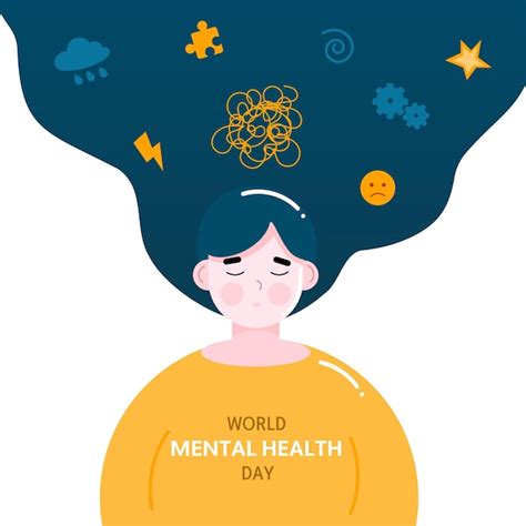 Premium Vector World Mental Health Day Banner With Girl