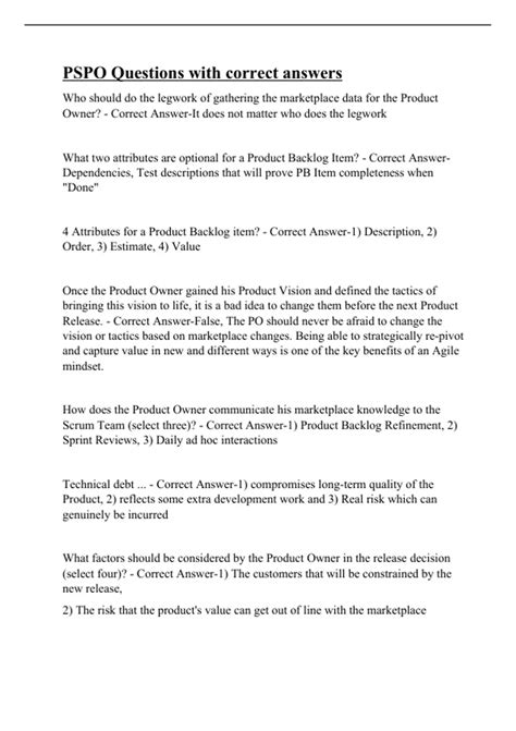 Pspo Questions With Correct Answers Pspo I Stuvia Us