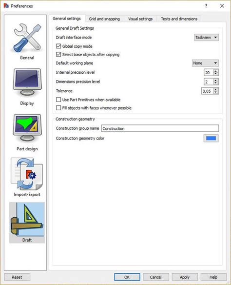 Filedraft Preferences Freecad Documentation