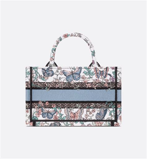 Dior Book Tote Mini Bordado Toile De Jouy Papillon Blanco Multicolor 21 5 X 13 X 7 5 Cm Dior