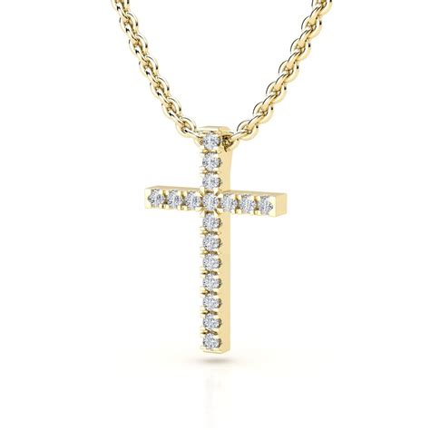 Diamond Yellow Gold Cross Pendant Waldemar Jewellers