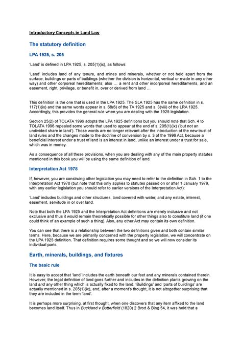 1 Introductory Concepts In Land Law 205 ‘land Is Defined In Lpa