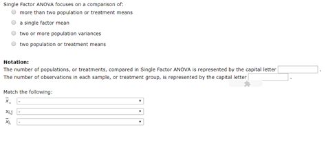 Solved Single Factor Anova Focuses On A Comparison Of More