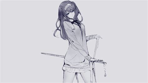 Anime Girl Sword Drawing