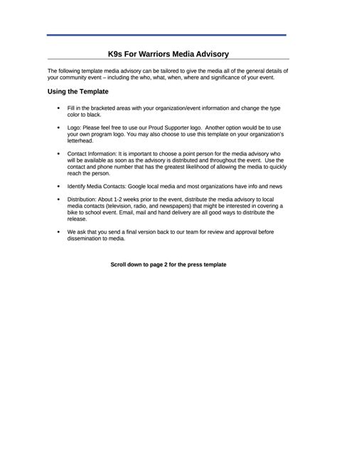 Media Advisory Template