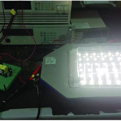 Photograph Of Supplying The Experimental Led Streetlight Module Using