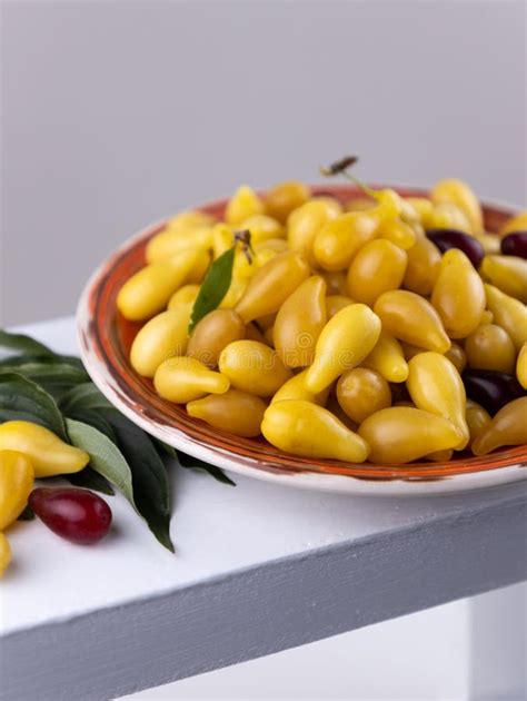 Maderas De Cerezo De Cerezo De Cornus Amarillos Y Rojos Berry De Bajo