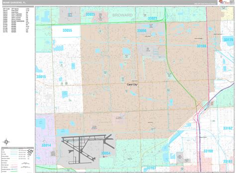 Miami Gardens Florida Wall Map Premium Style By Marketmaps Mapsales