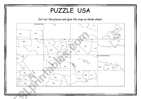 Usa Map Puzzle Printable