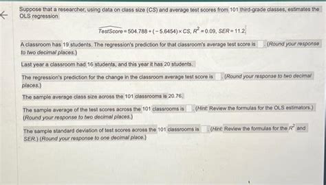solved suppose that a researcher using data on class size