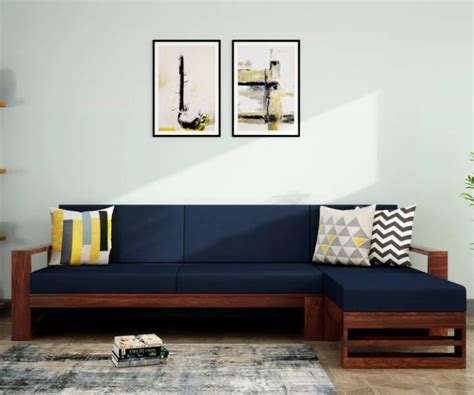 L Shape Right Aligned Wooden Sofa Kuber Furniture