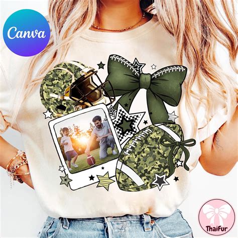 Custom Camo Football Canva Template Png Photo Insert Design For