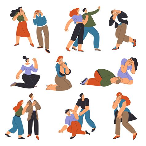 Scared People Afraid And Hide Of Something Vector 17622177 Vector Art